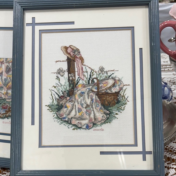 Accents | Framed Crossed Stitchquilt In Basket Summers Remembered ...